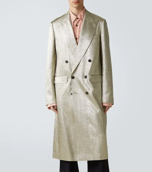 Dries Van Noten Double-breasted Lamé Coat