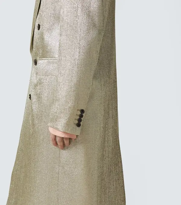 Dries Van Noten Double-breasted Lamé Coat