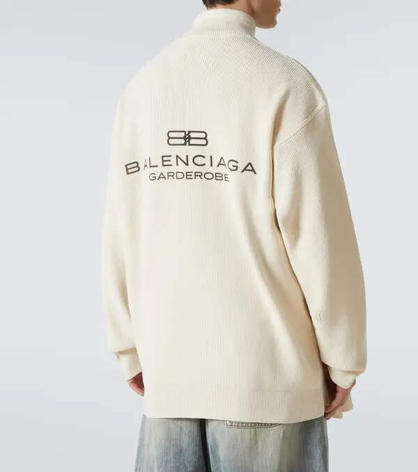 Balenciaga Logo Zip-up Cardigan
