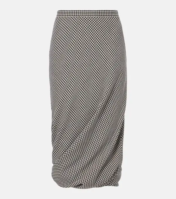 Balenciaga Houndstooth Wool Pencil Skirt