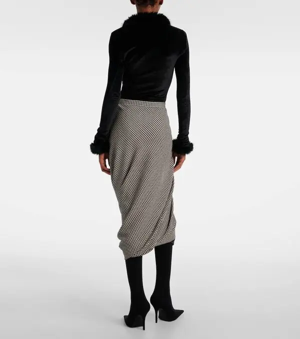 Balenciaga Houndstooth Wool Pencil Skirt
