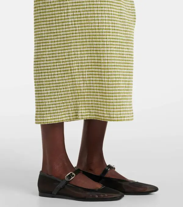 Vince Gingham Midi Skirt - Green