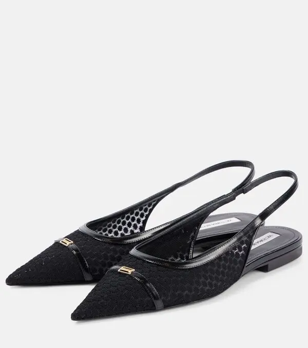 Victoria Beckham Leather-trimmed Mesh Slingback Flats