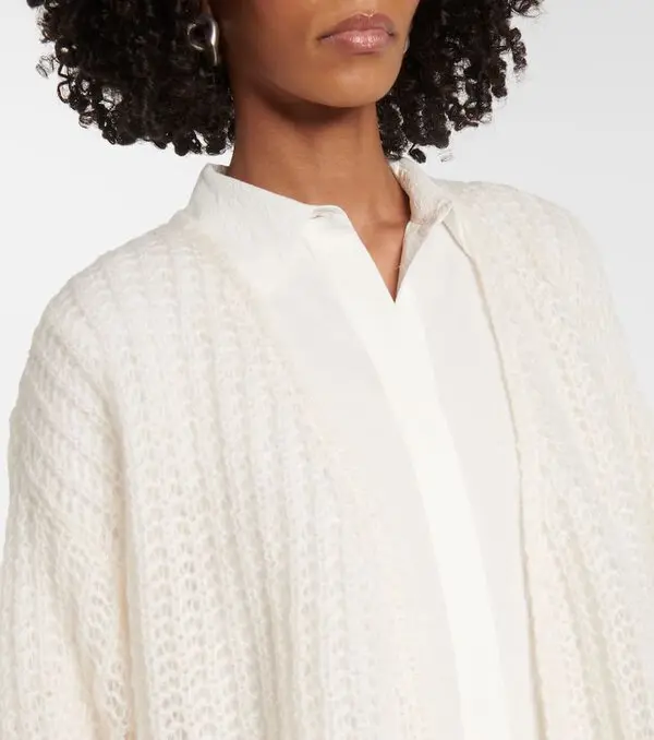 TOTEME Open-front Mohair-blend Cardigan - White