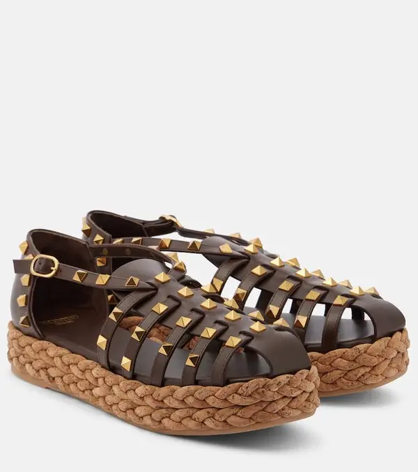 Valentino Garavani Rockstud Leather Espadrilles