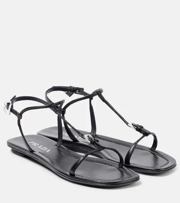 Prada Leather Sandals - Black