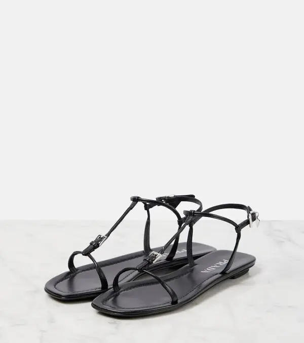 Prada Leather Sandals - Black