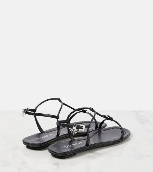 Prada Leather Sandals - Black