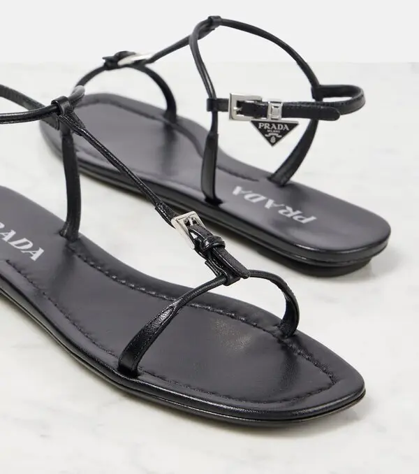 Prada Leather Sandals - Black