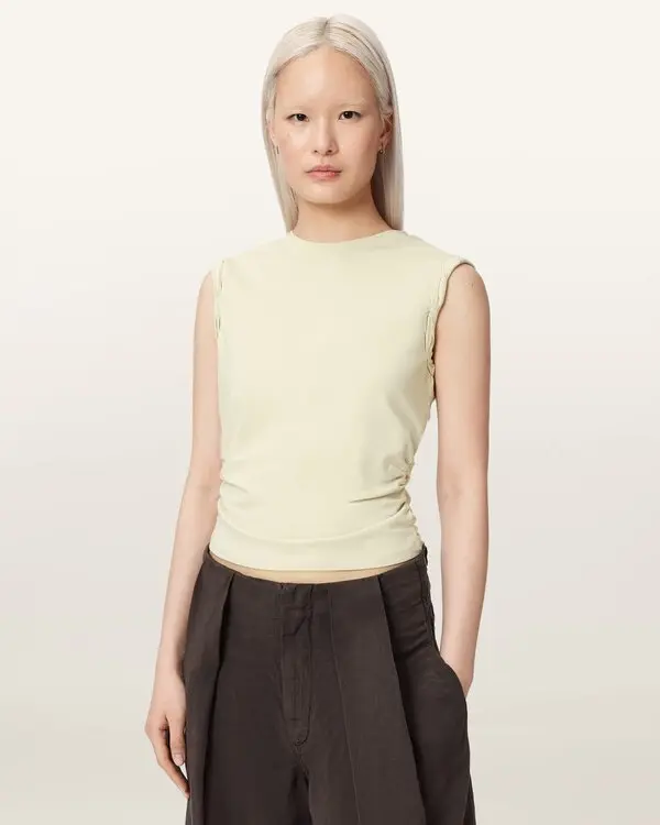 ALLSAINTS West Sleeveless Ruched Tank Top - Green