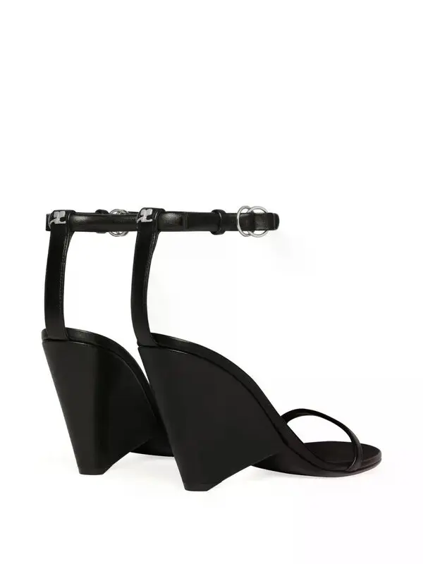 COURREGES Oblique Wedge Sandals - Black