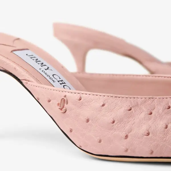 JIMMY CHOO Vivi 65 Ostrich Leather Mules - Pink