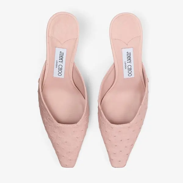 JIMMY CHOO Vivi 65 Ostrich Leather Mules - Pink