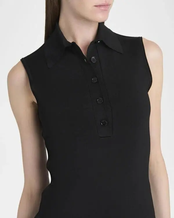 FERRAGAMO Sleeveless Viscose Knit Polo Top