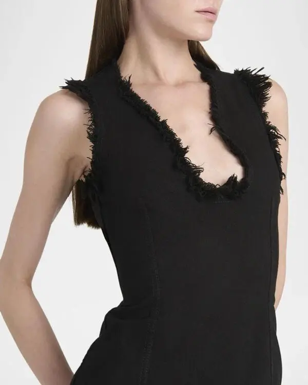 FERRAGAMO Raw-edge Sleeveless Mini Dress - Nero