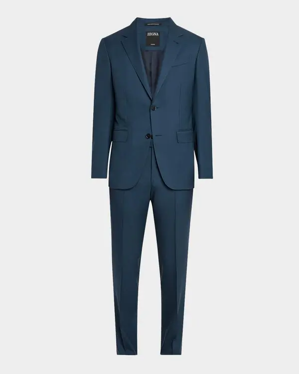Zegna Solid Wool Suit - Nvy Sld