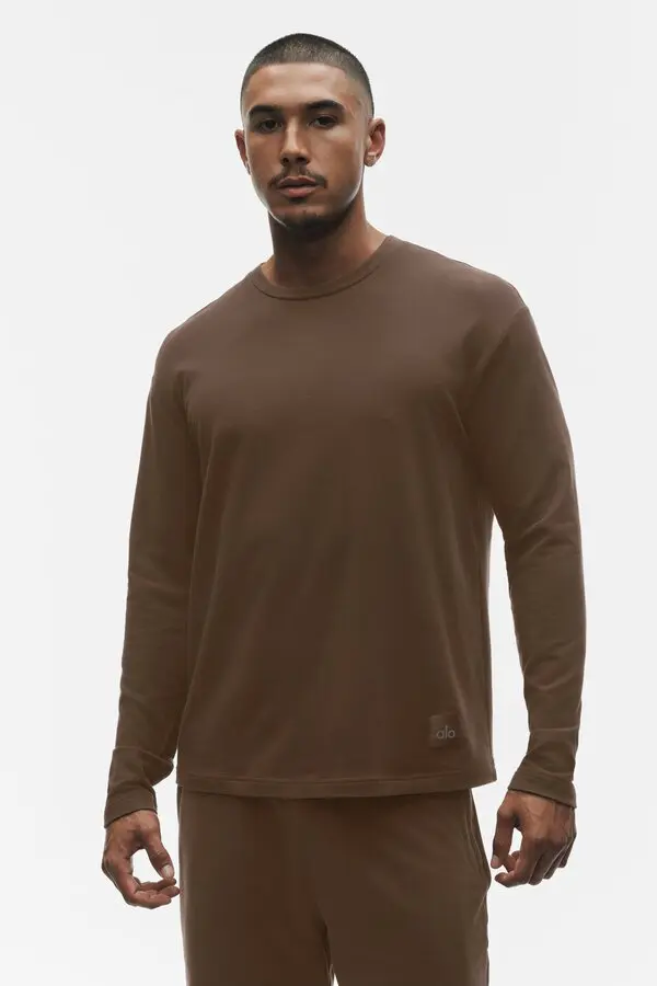 Alo Yoga Double Take Long Sleeve Crewneck Top - Espresso