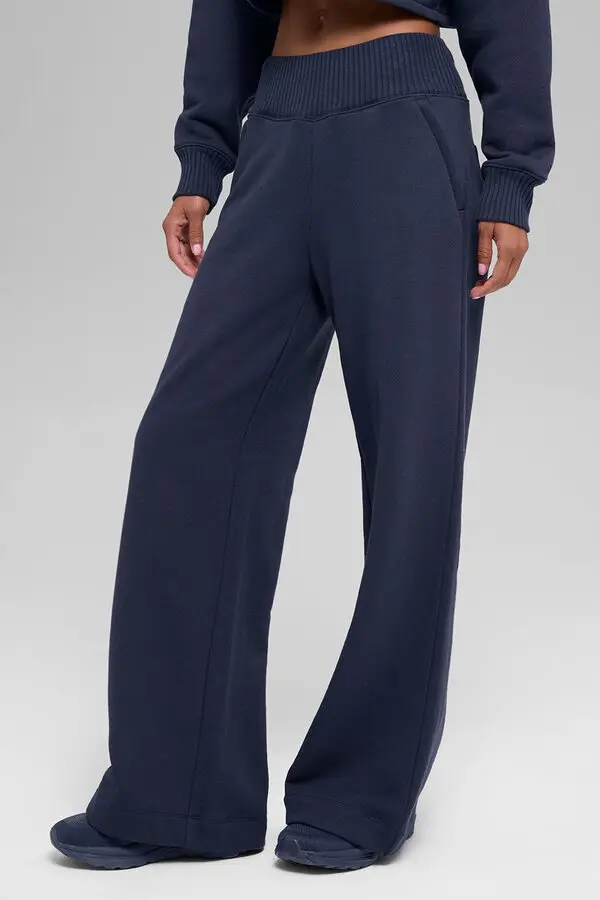 Alo Yoga Serenity Wide Leg Sweatpant - Navy