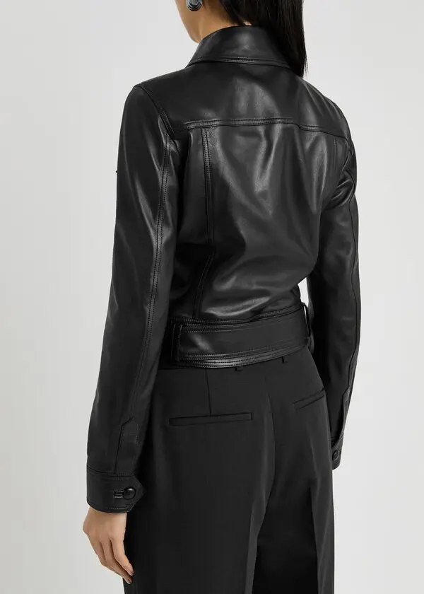 Saint Laurent Belted Panelled Leather Jacket