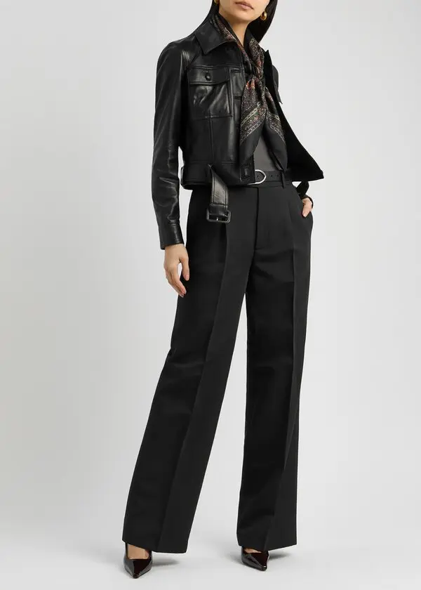 Saint Laurent Belted Panelled Leather Jacket