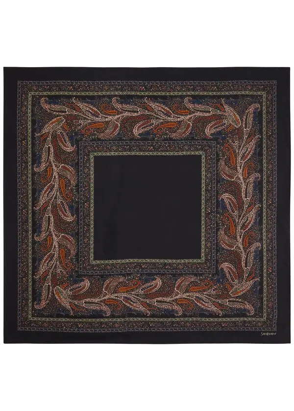 Saint Laurent Paisley-print Silk Scarf - Navy