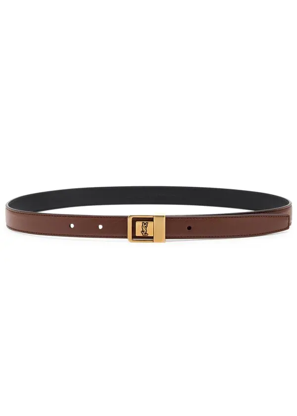 Saint Laurent Logo-engraved Leather Belt - Tan