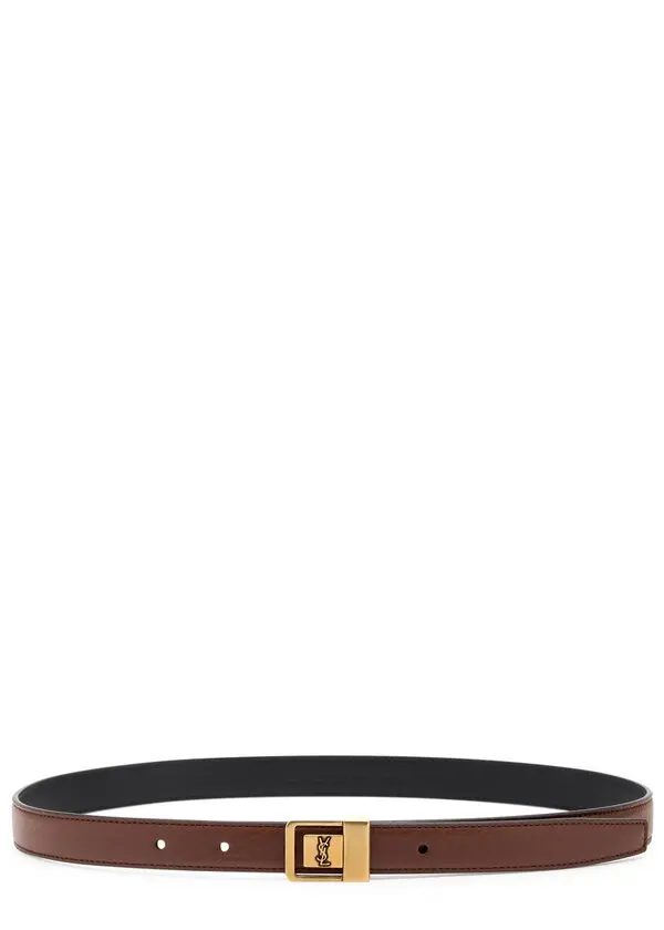 Saint Laurent Logo-engraved Leather Belt - Tan