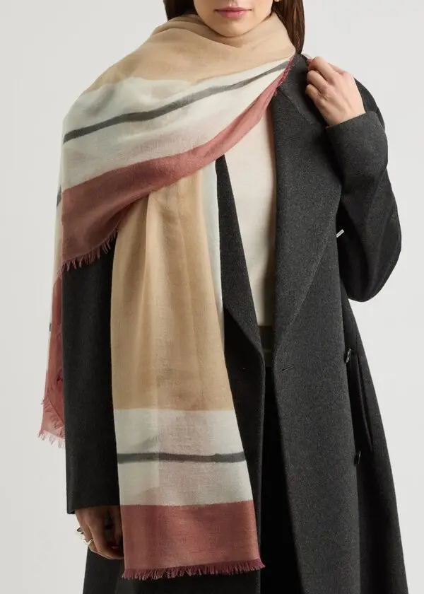 AMA PURE 3 Frames Printed Cashmere Scarf