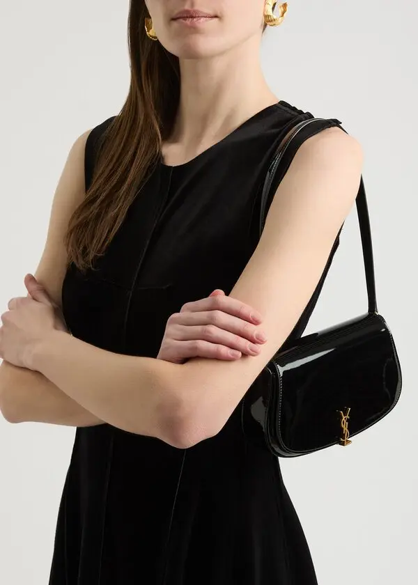 Saint Laurent Voltaire Mini Patent Leather Shoulder Bag - Black