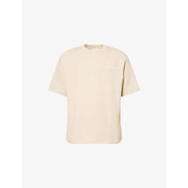 THE COUTURE CLUB Logo-print Crewneck Cotton T-shirt - Beige