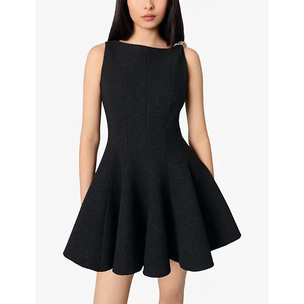 Maje Sleeveless Tweed Mini Dress - Noir / Gris