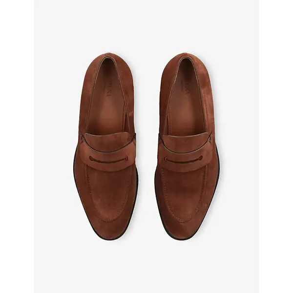 Zegna Suede Penny Loafers - Brown