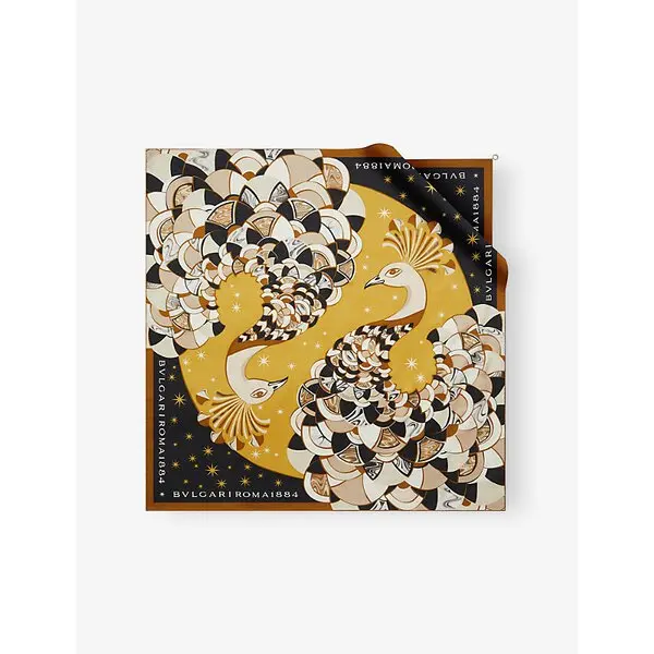 BVLGARI Divas' Dream Peacock Lux Crystal-embellished Silk-twill Scarf - Black