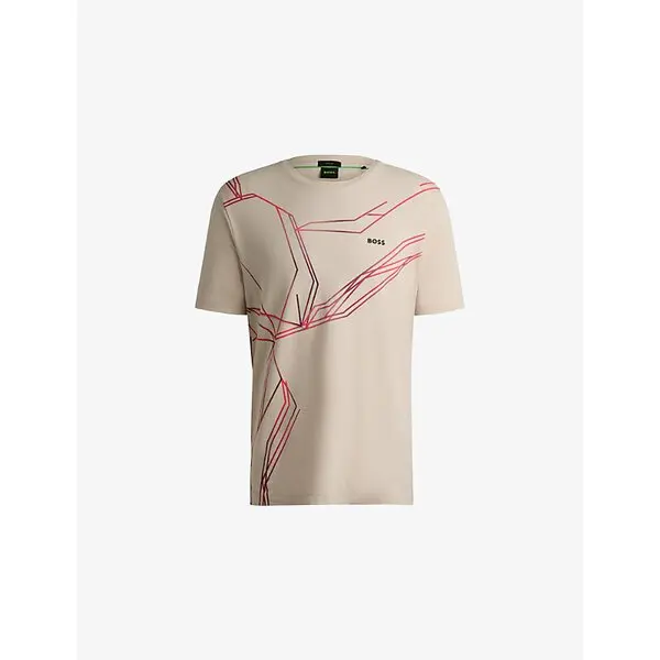 BOSS Degradé-print Short-sleeve Cotton-jersey T-shirt - Open Beige