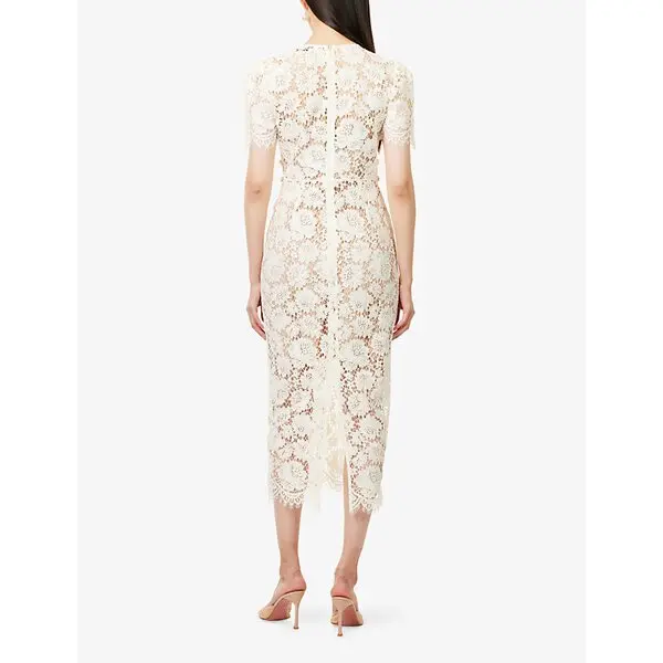 chinese dress ladies Blue Lace Embellished Midi Dress – self-portrait main image 1