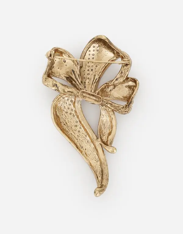 Dolce & Gabbana Braided Ribbon Brooch With Bow - Gold  display picture 3