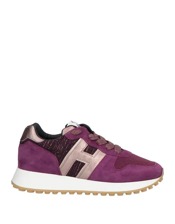 Hogan Low-top Sneakers In Leather And Textile Fibers - Purple