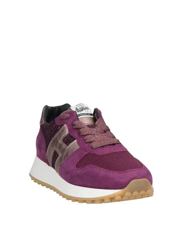 Hogan Low-top Sneakers In Leather And Textile Fibers - Purple