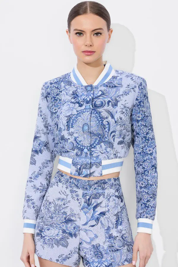 Alice + Olivia Barton Printed Varsity Jacket