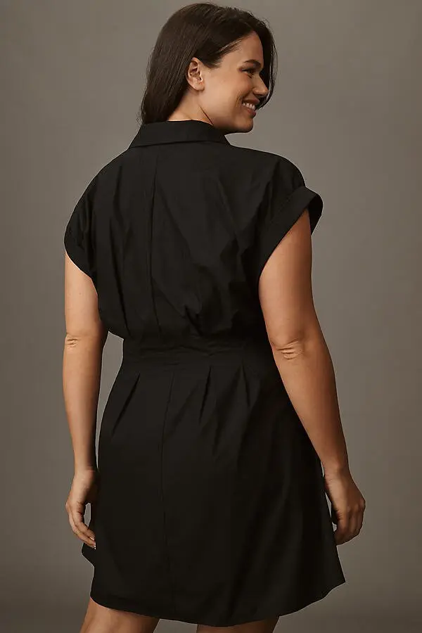 Anthropologie Faye Short-sleeve Belted Shirtdress - Black