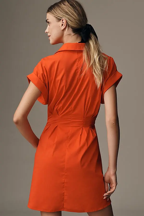 Anthropologie Faye Short-sleeve Belted Shirtdress - Cherry