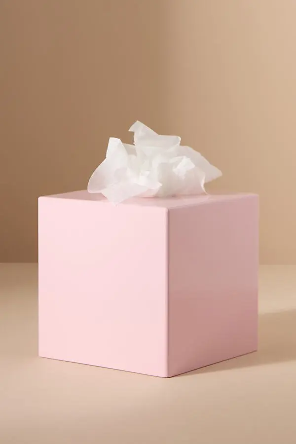 ADDISON ROSS Lacquered Scallop Tissue Box - Pink