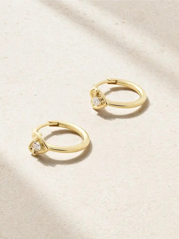 STONE AND STRAND Tie The Knot 9-karat Diamond Hoop Earrings - Gold