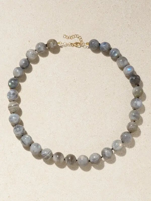 Jia Jia Gold Tone Labradorite Beaded Necklace - Gray