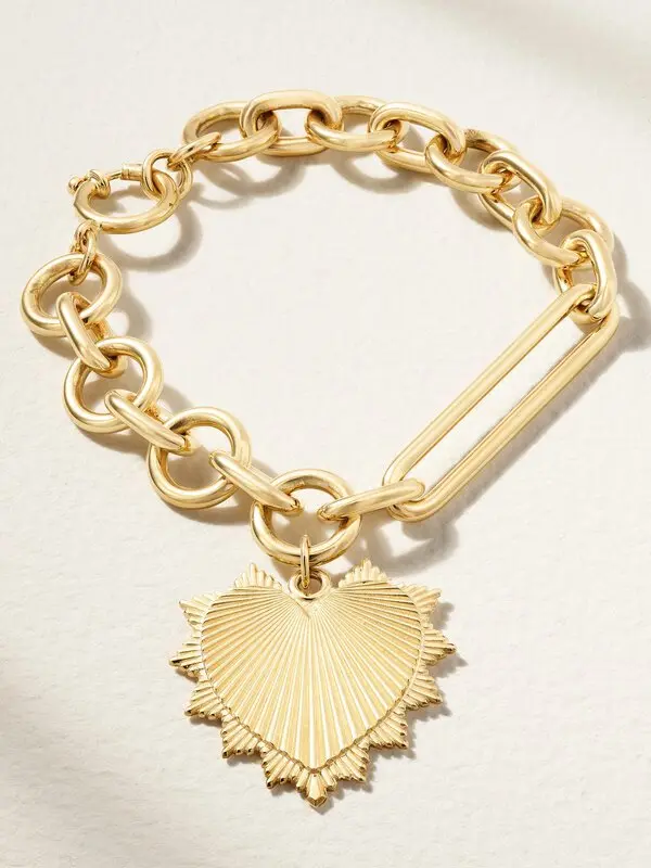 FOUNDRAE Heart Mixed Oversized Clip 18-karat Bracelet - Gold