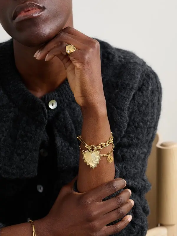 FOUNDRAE Heart Mixed Oversized Clip 18-karat Bracelet