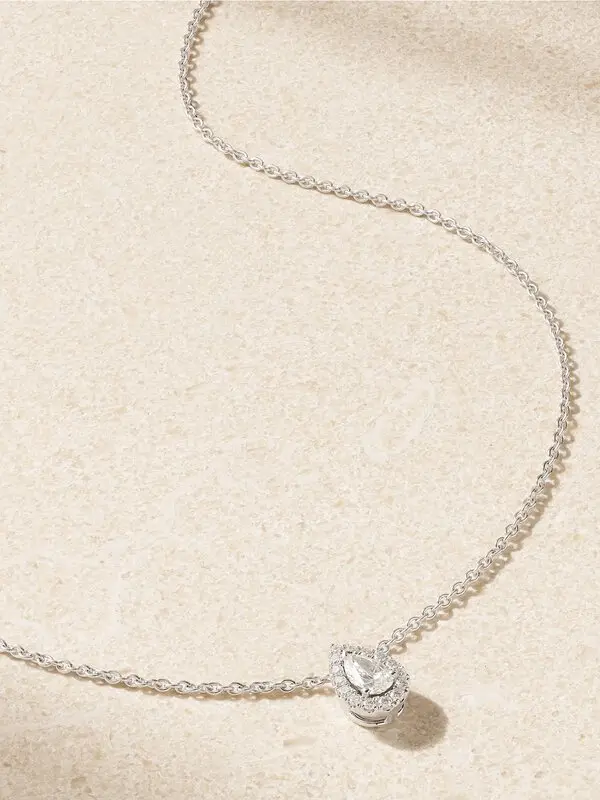 De Beers Aura Pear-cut Diamond 18-karat White Gold Necklace - Silver