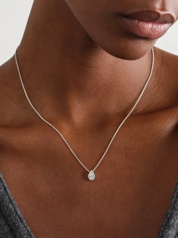 De Beers Aura Pear-cut Diamond 18-karat White Gold Necklace