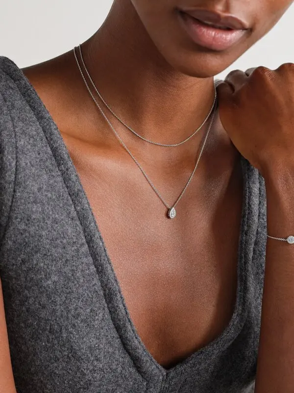 De Beers Aura Pear-cut Diamond 18-karat White Gold Necklace