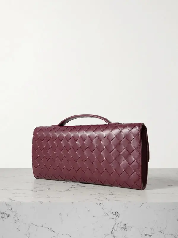 Bottega Veneta Long Andiamo Intrecciato Clutch - Burgundy